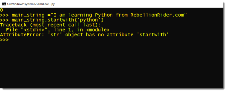 Python String Methods - startswith ( ) - RebellionRider