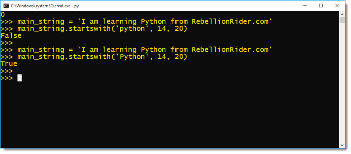 Python String Methods - startswith ( ) - RebellionRider