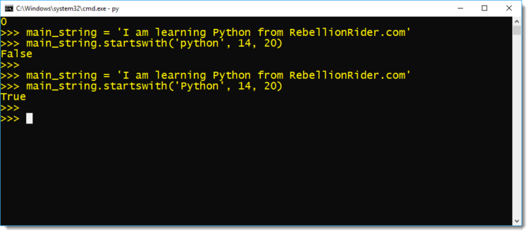 Python String Methods - startswith ( ) - RebellionRider